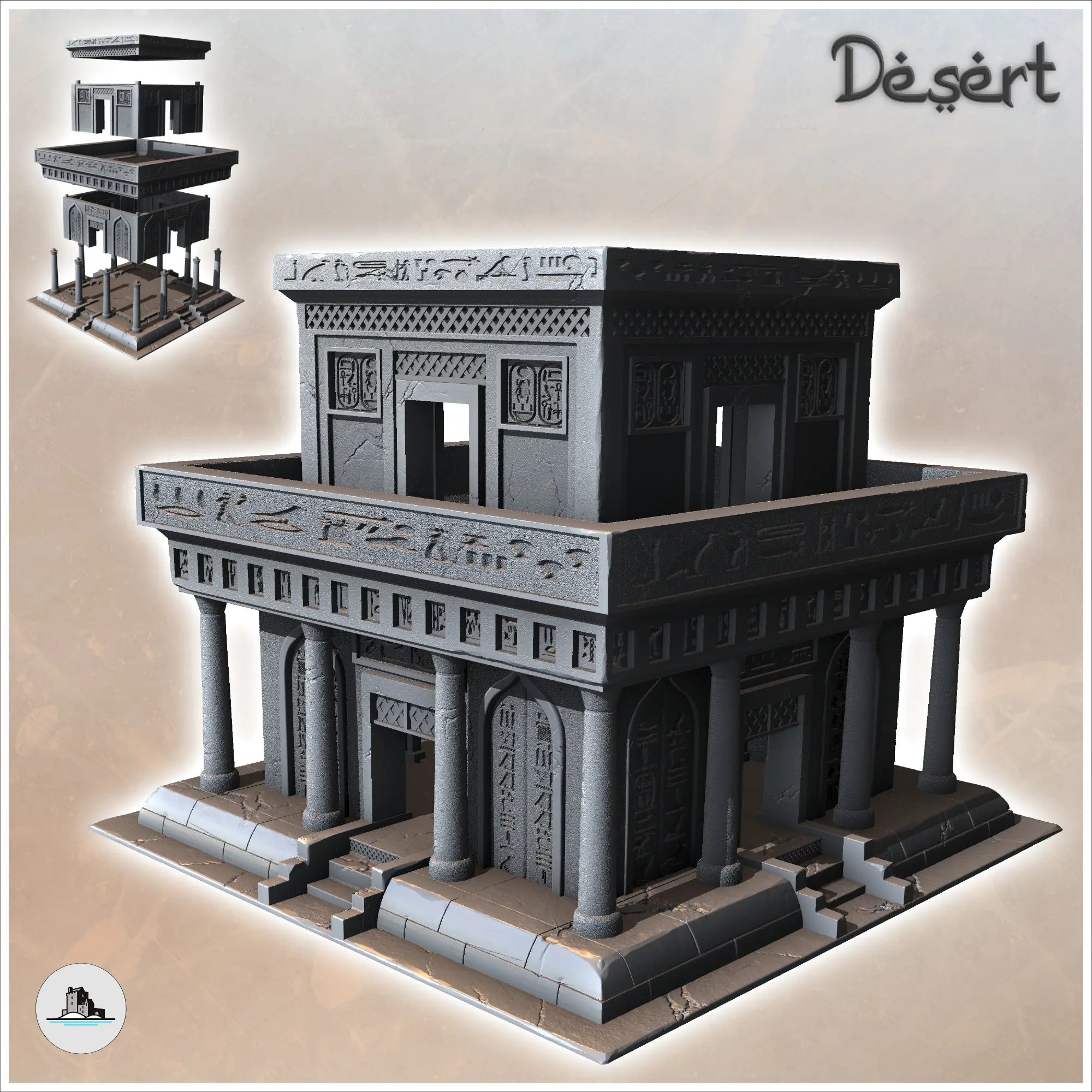 Props & Terrain STL Download - Egyptian Stone Temple with Access Stairs ...