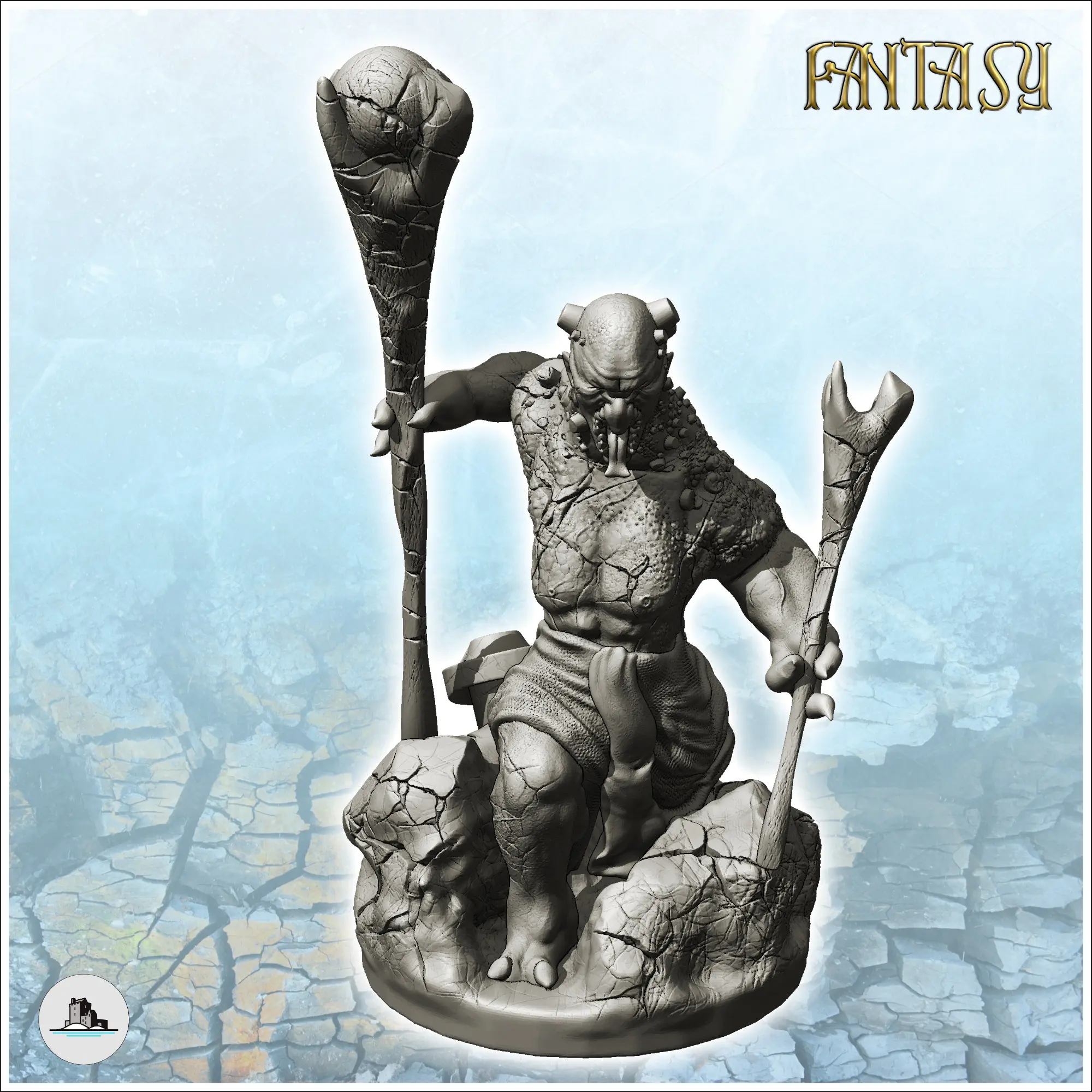 Characters & Creatures STL Download - Cyclops with stick in hand (3 ...