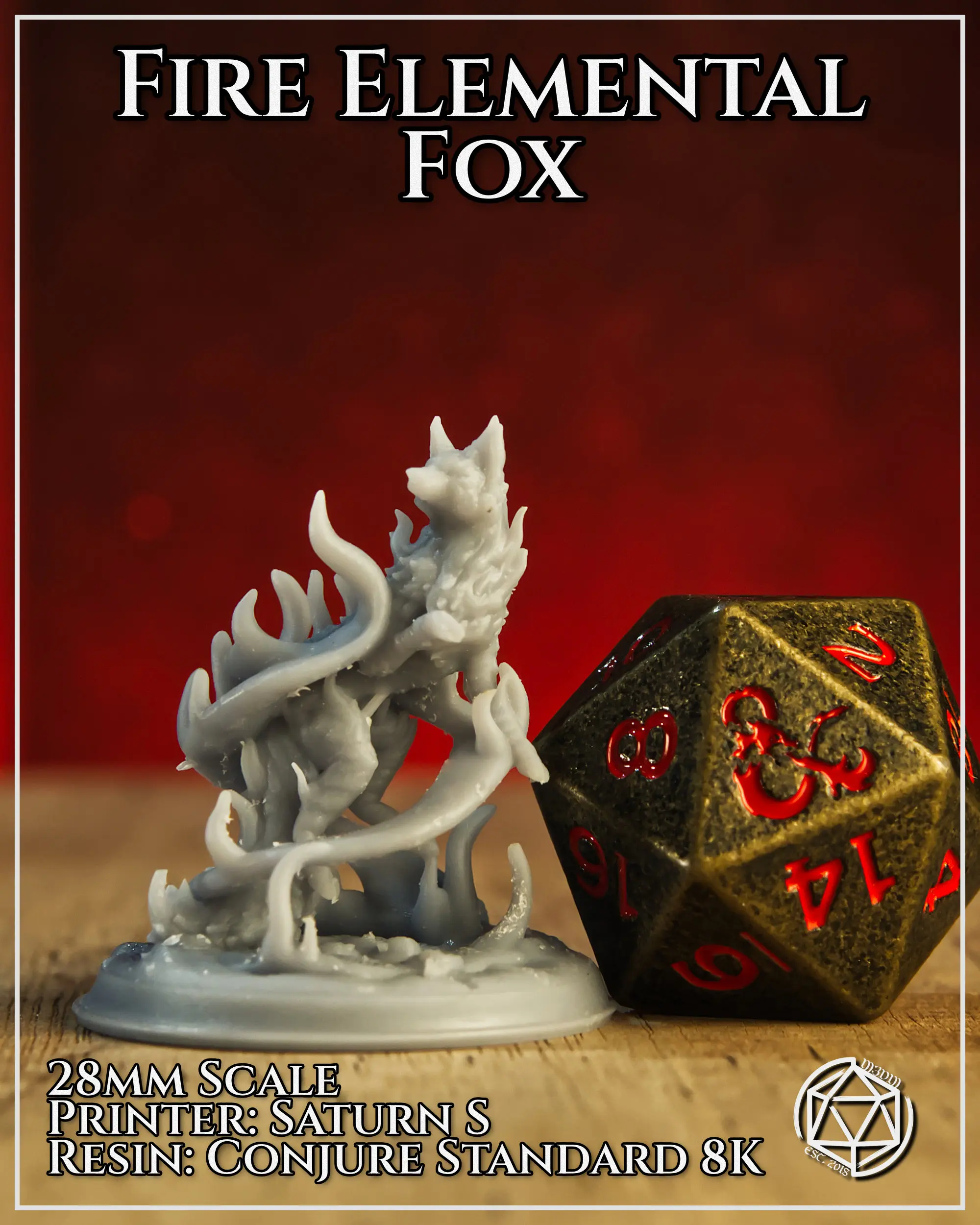 Characters & Creatures STL Download - Fire Elemental Foxby M3DM