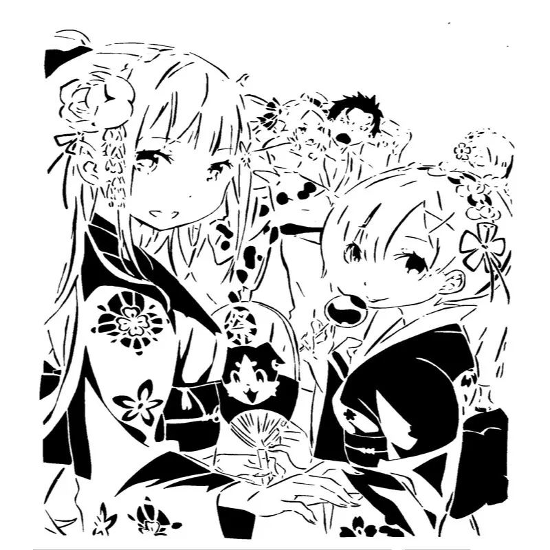 Free Digital Art STL Download - Rem and Emilia stencil 3by SMT_M 🦊