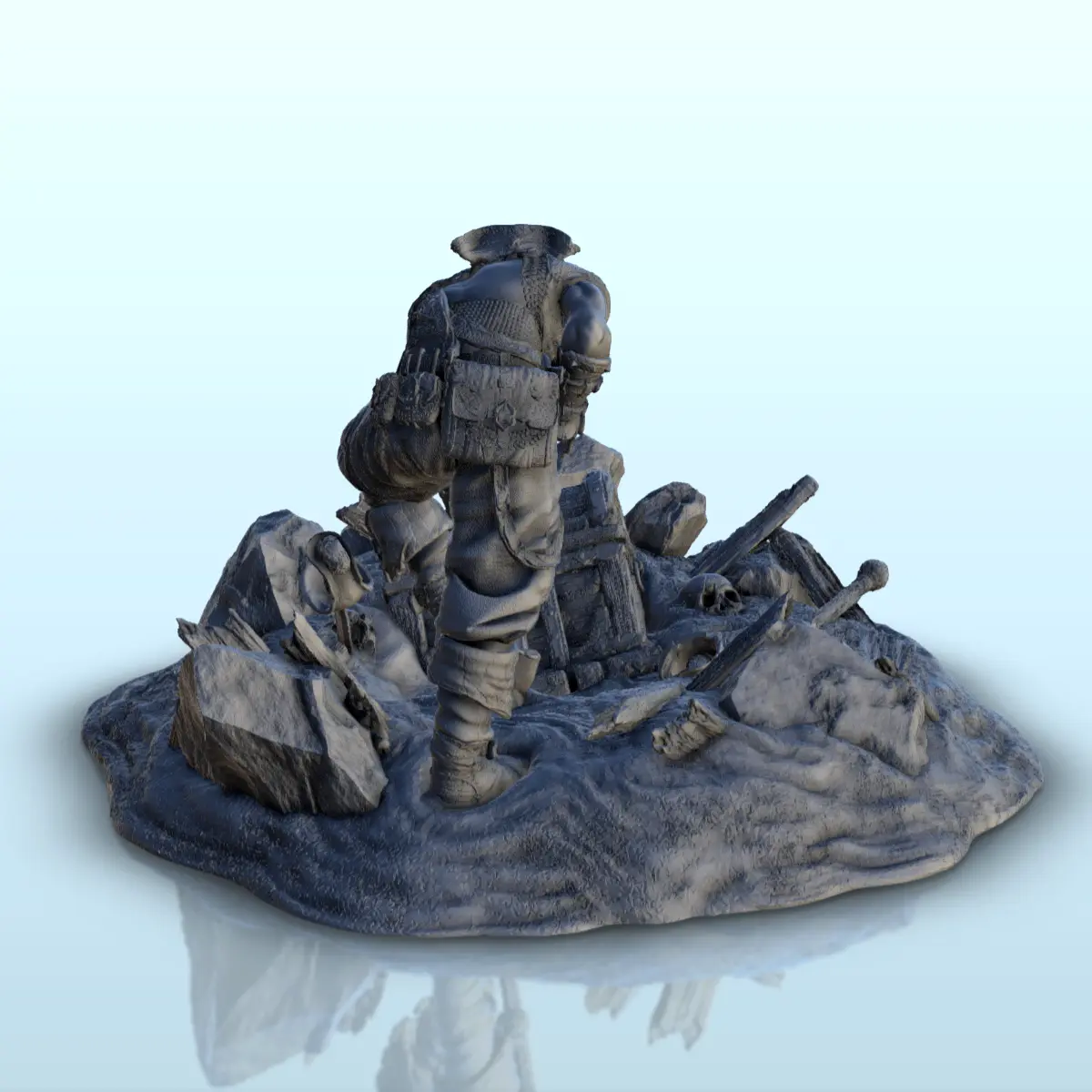 Pirate digging with shovel with treasure chest - figure mini | 3D ...