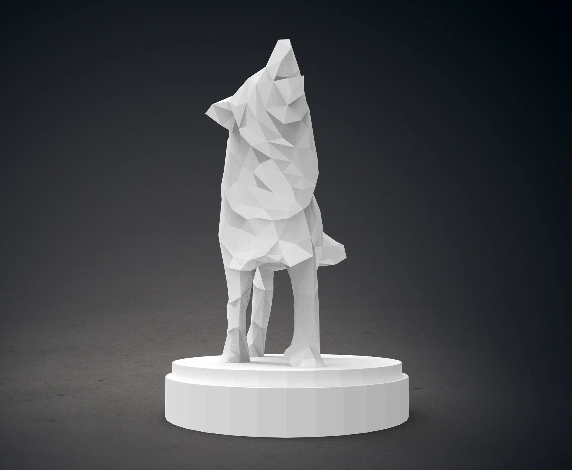 Sculptures & Artworks STL Download - LOW POLY WOLF STATUEby César_Cruz