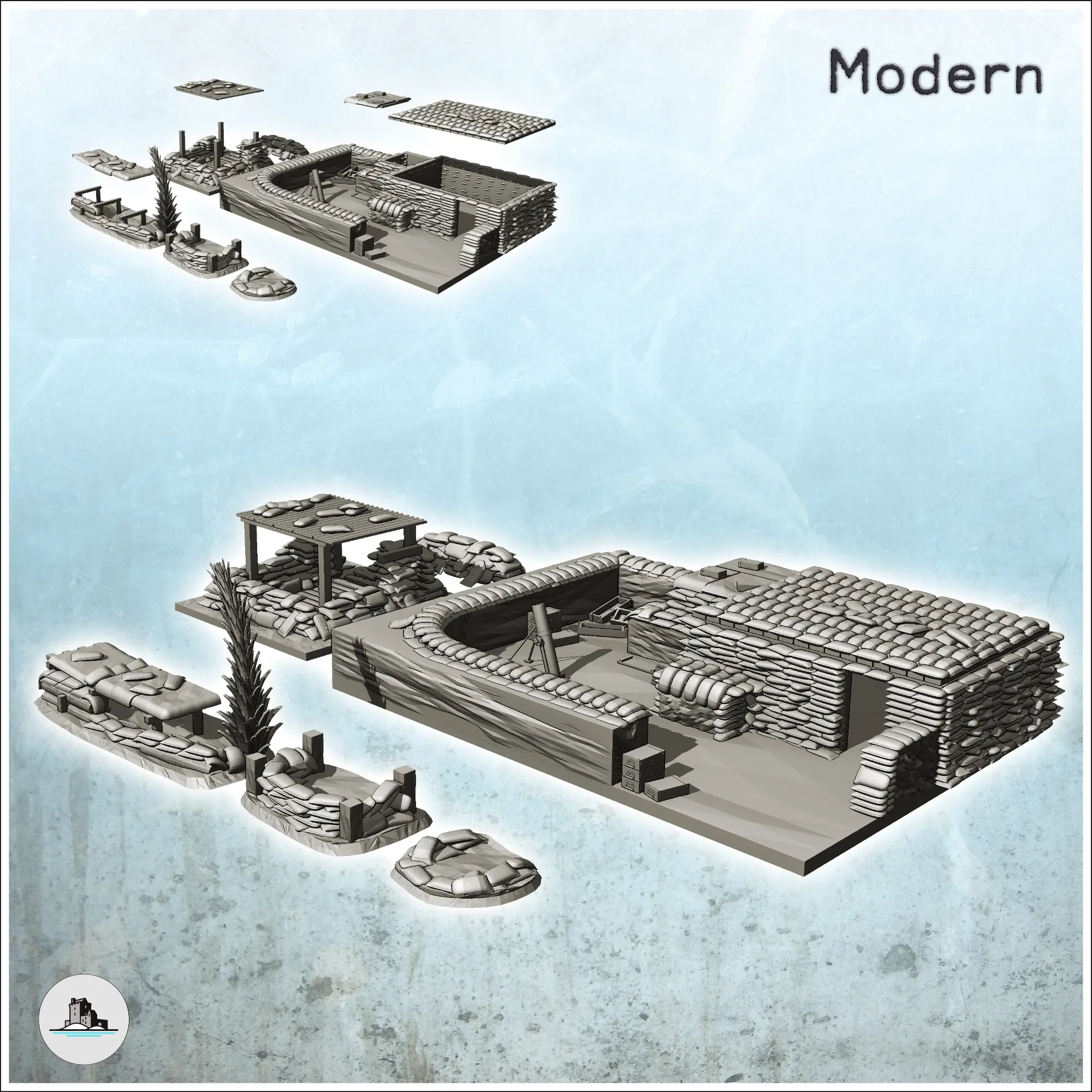 Other STL Download - Fortified infantry positions with sandbags, bunker ...