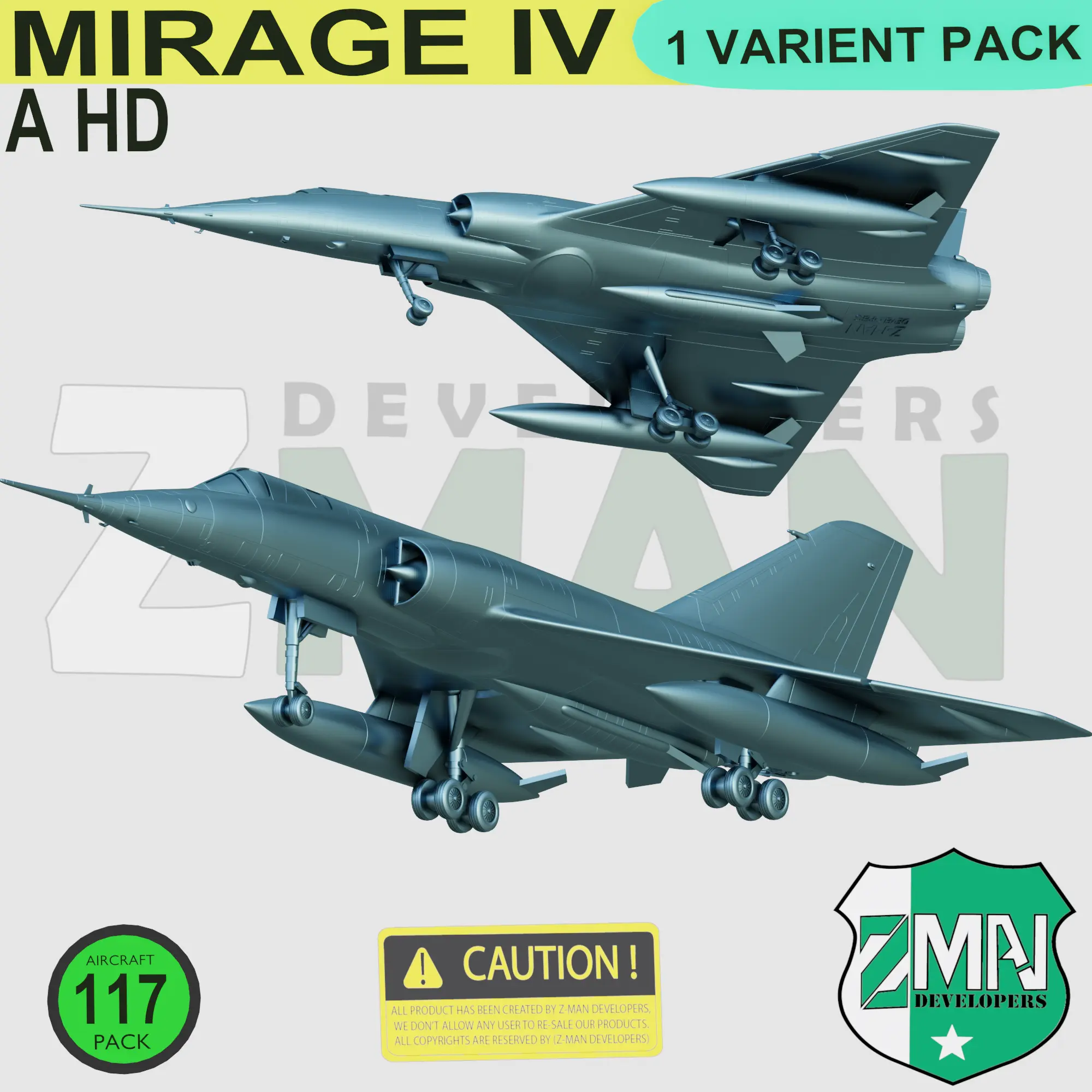 Drones & Aircraft STL Download - DASSAULT MIRAGE IV (STYLE-D)by Z-MAN ...