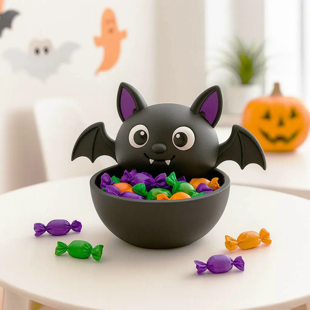 Home Decorations & Ornaments STL Download - Bat Bowl | Halloween Candy ...