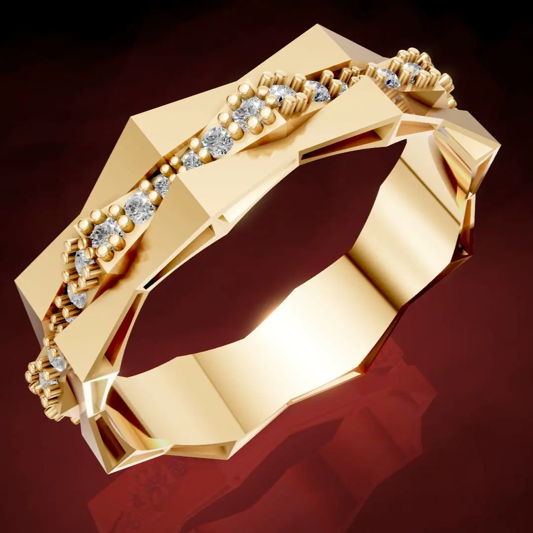 Jewelry & Accessories STL Download - Rhombus geometric Diamond Ring - Christina3d