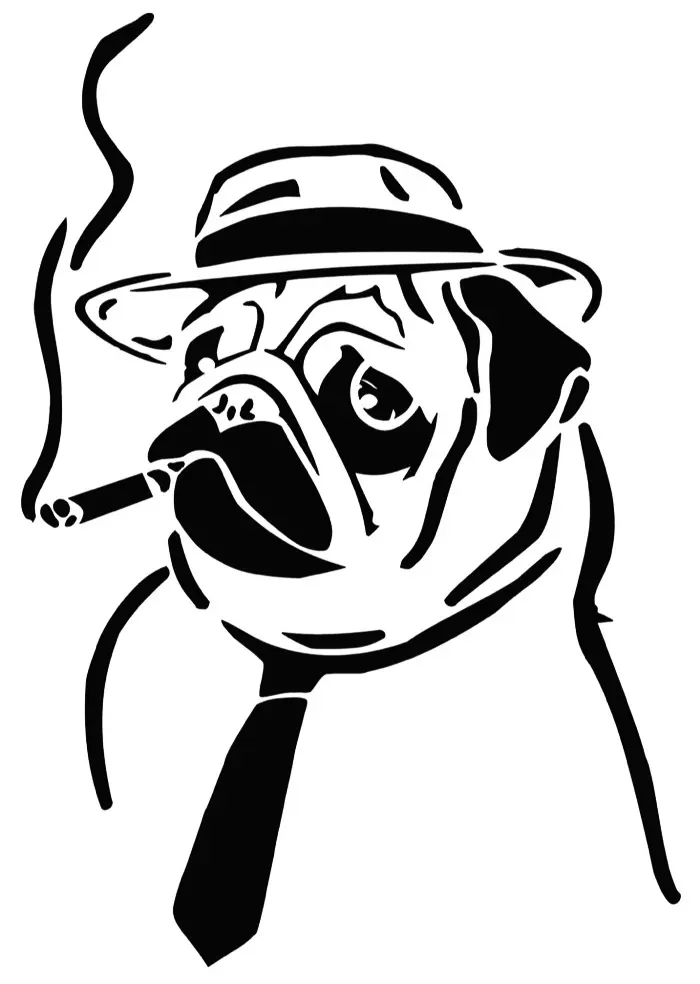 Free Digital Art STL Download - Smoking Pug stencilby SMT_M 🦊