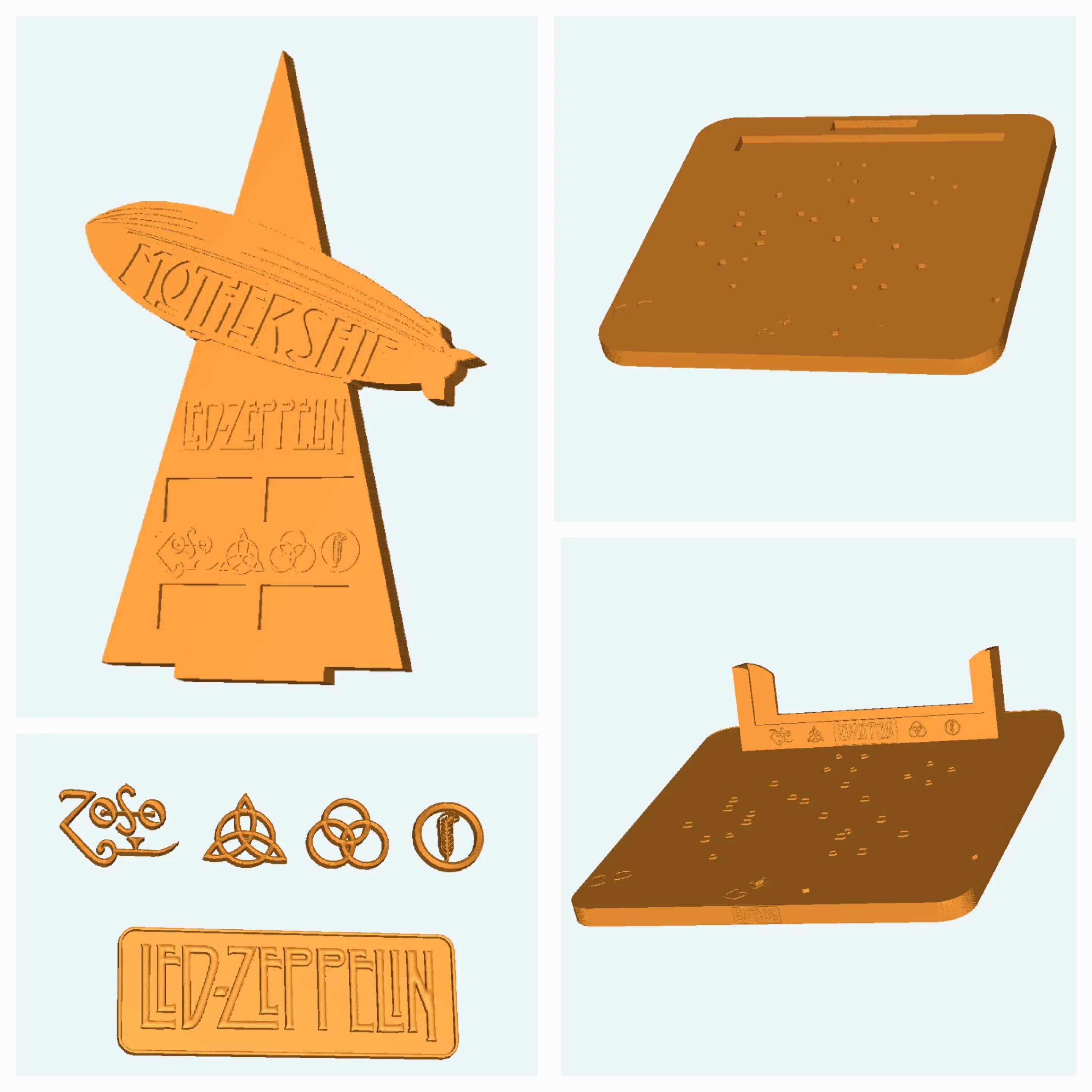 Other STL Descarga - LED ZEPPELIN Soporte para figuras, y CD - Nelea N²C³R