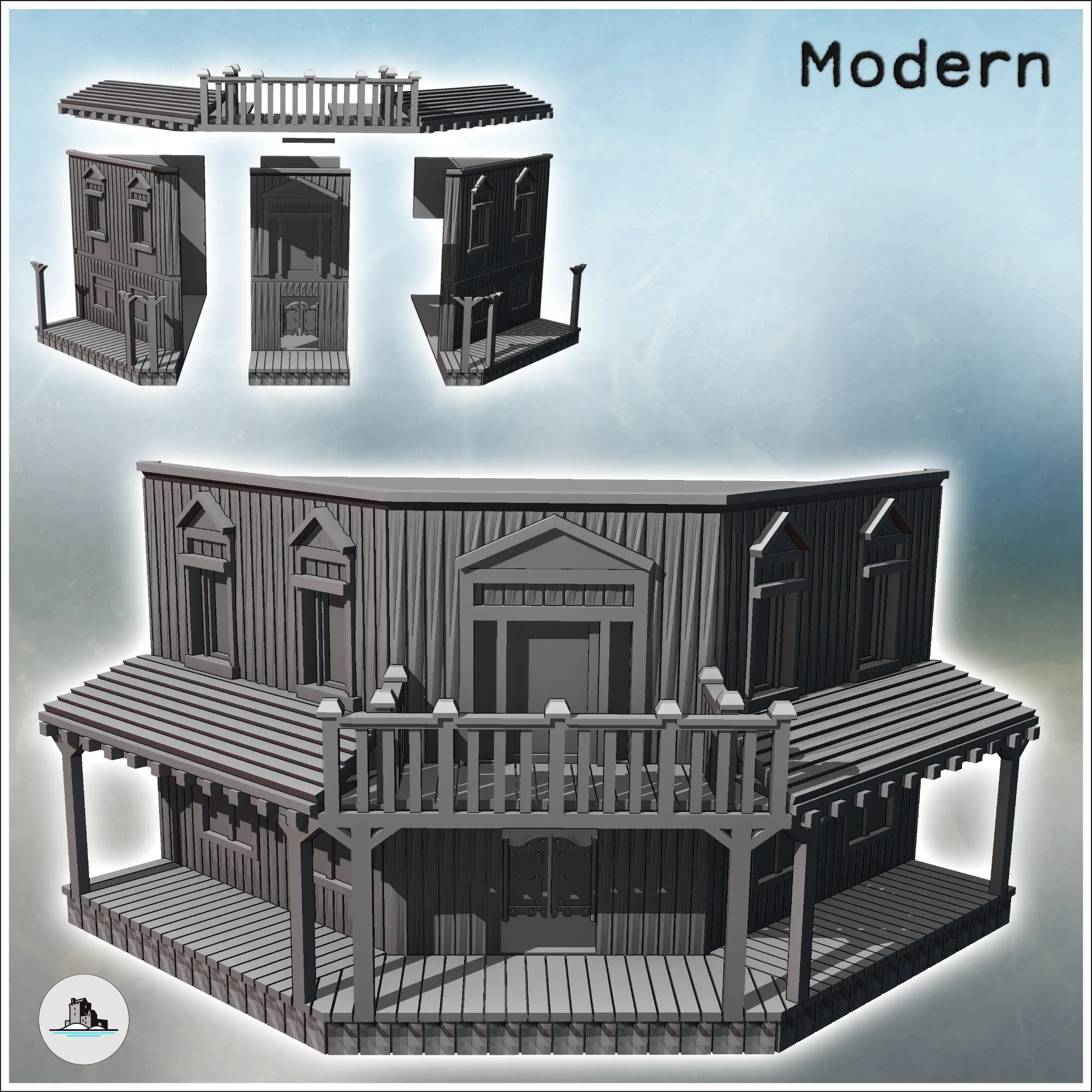 Other STL Download - Western corner building with terrace and covered ...