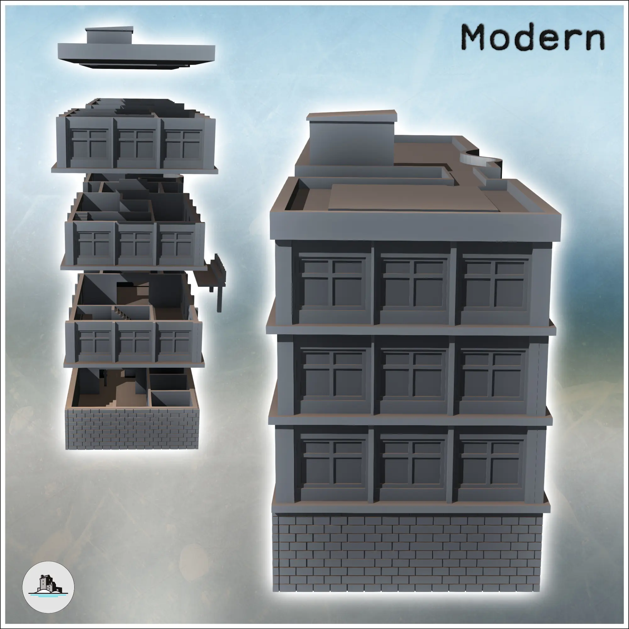 Other STL Download - Modern Flat Roof Hospital with Wave Architecture ...