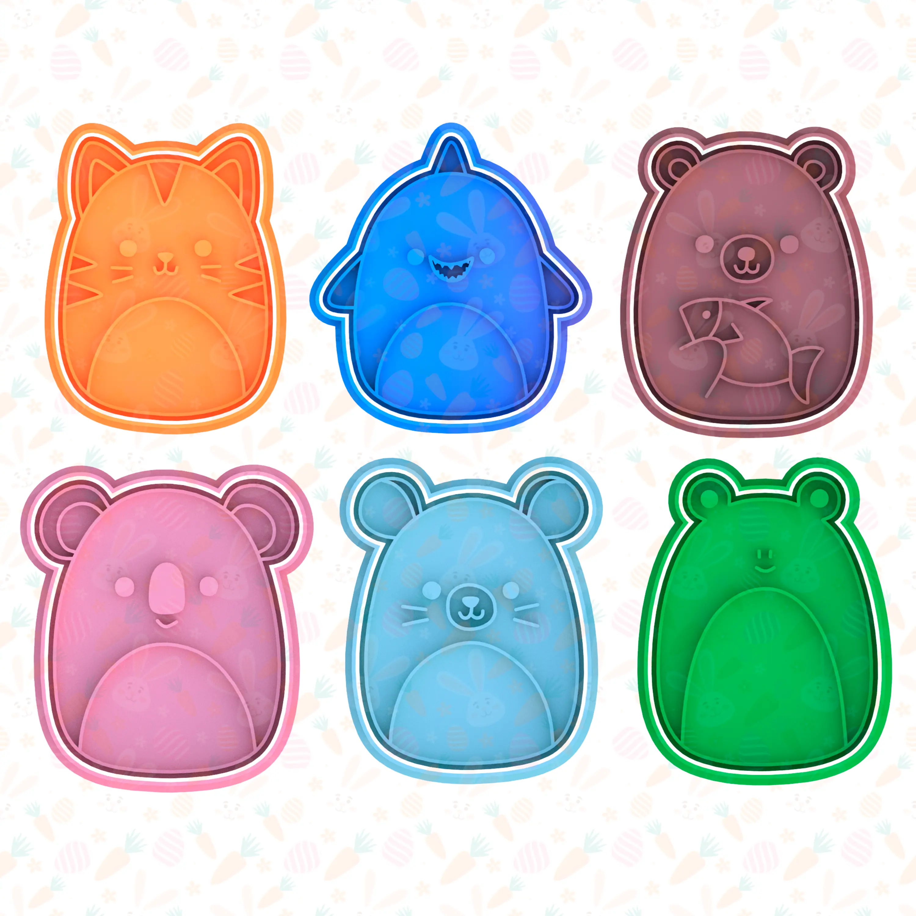 Sculptures & Artworks STL Download - Squishy cute animals cookie cutter ...