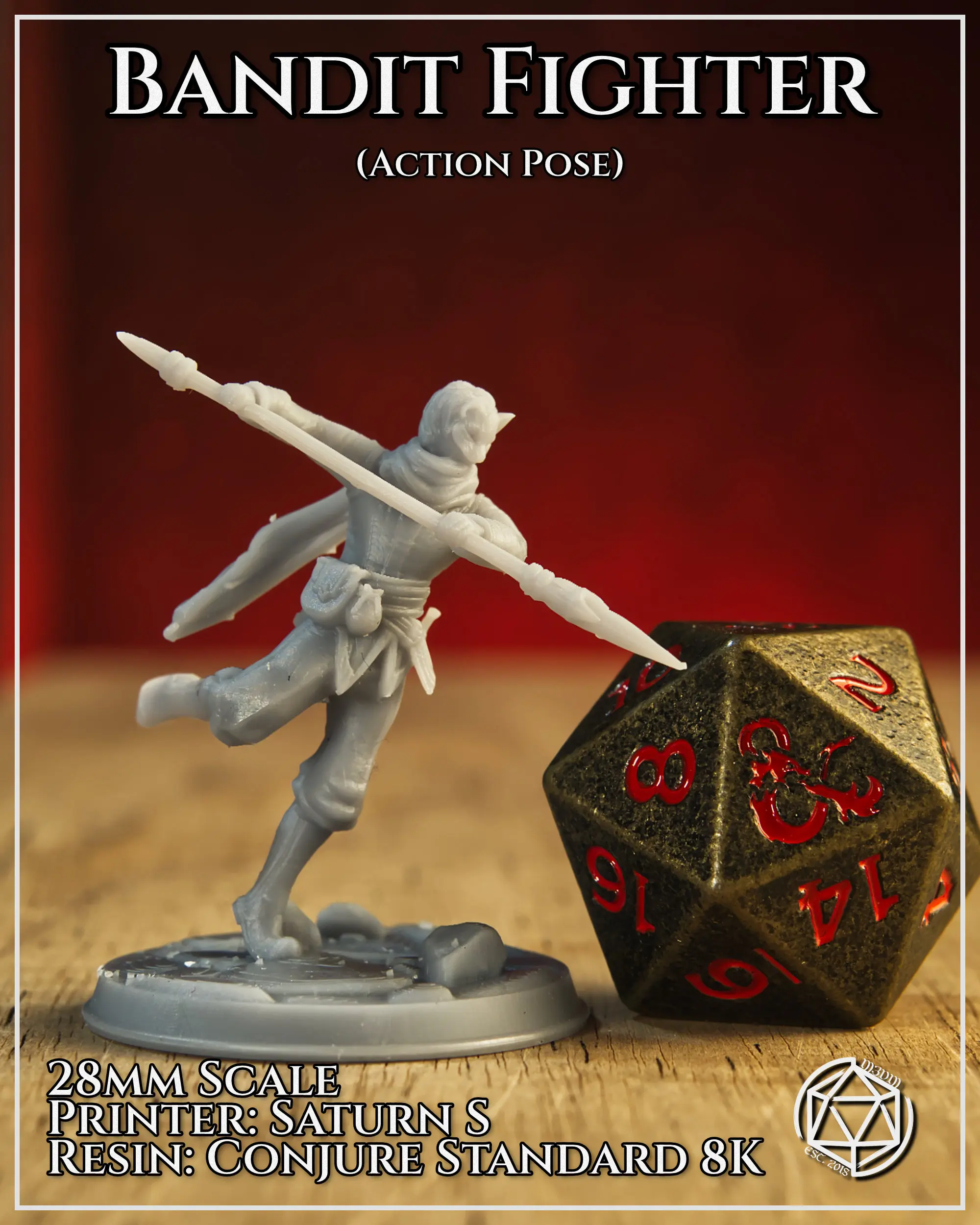 Characters & Creatures STL Download - Bandit Fighter (Action)by M3DM