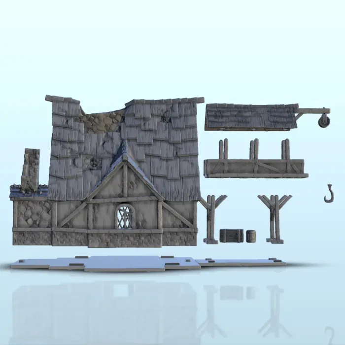 Other STL Download - Medieval storage warehouse with pulley extension ...