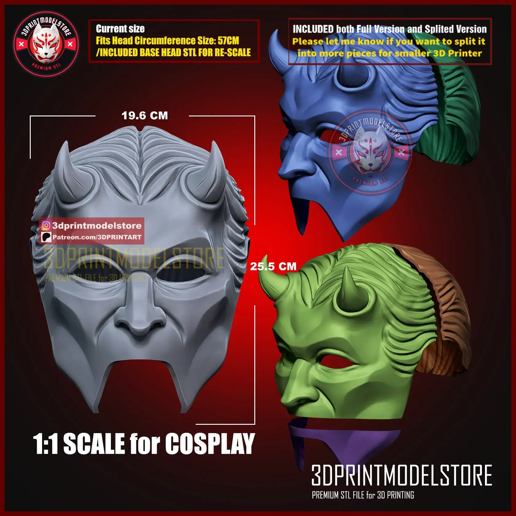 Cosplay STL Download - Nameless Ghoul Mask - Horned Ghost Mask ...