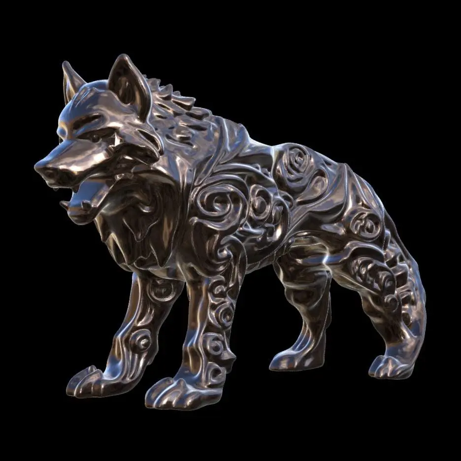 Free Sculptures & Artworks STL Download - Stylish Wolfby Edna Lab
