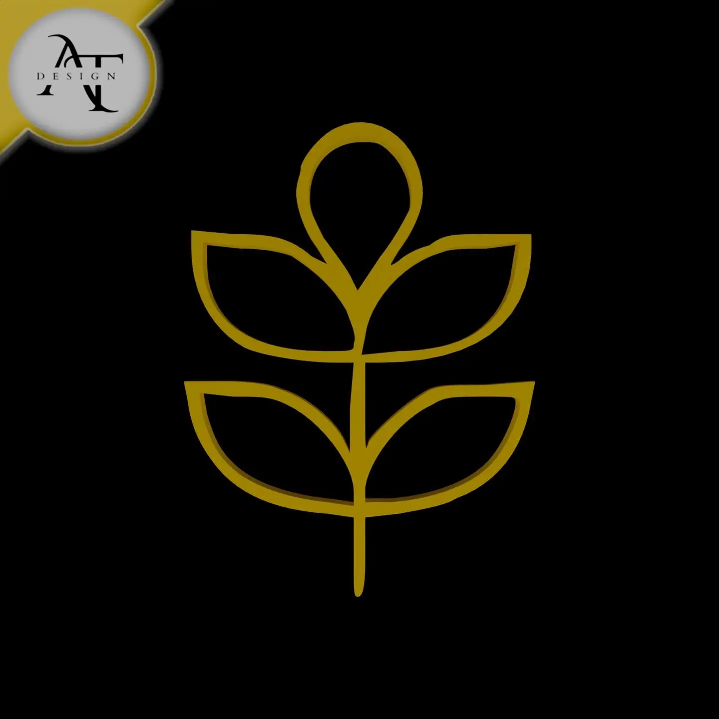 Free Digital Art STL Download - Simple Leaf Symbol - 2D Artby AT Design