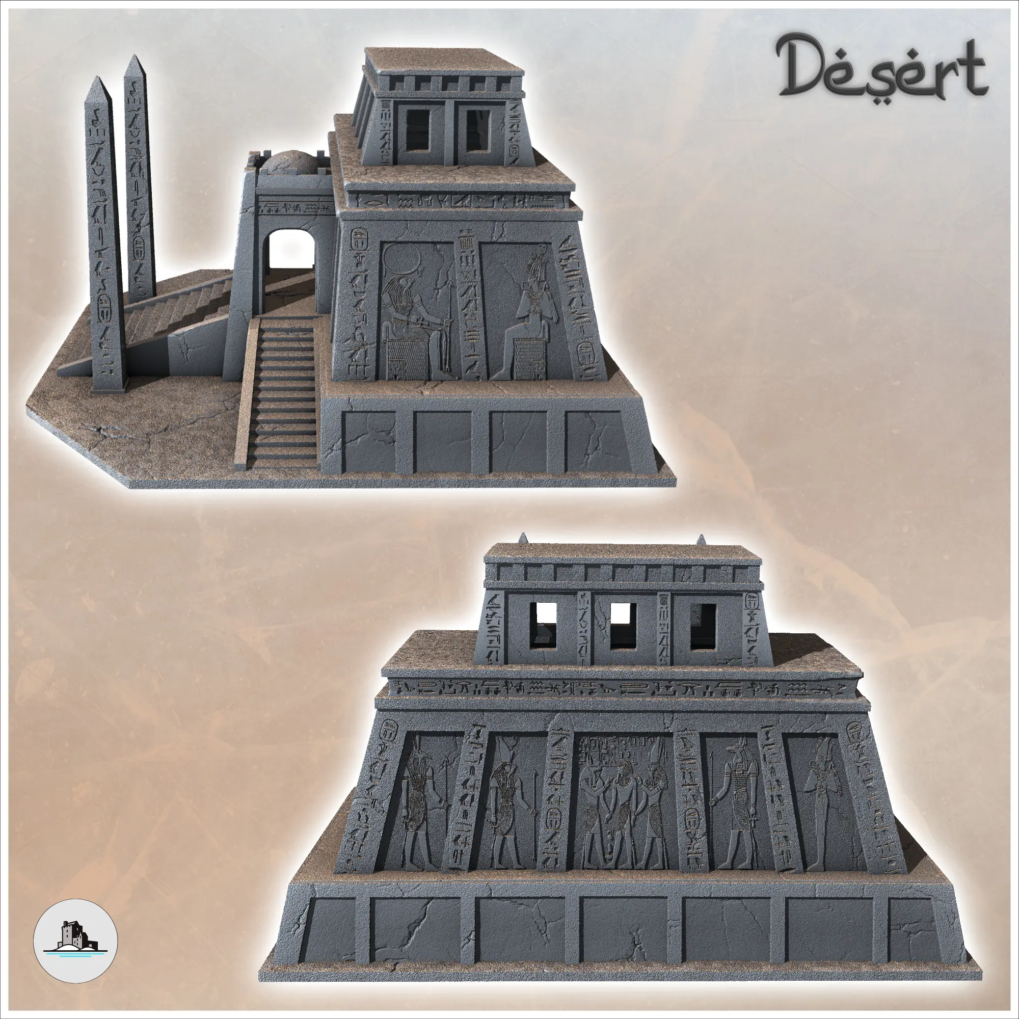 Props & Terrain STL Download - Egyptian Temple with Double Obelisk and ...