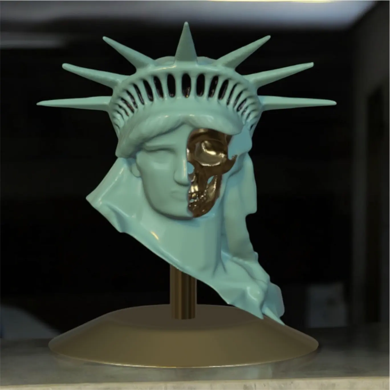 Sculptures & Artworks STL Download - STATUE OF LIBERTY SKULL BUST ...