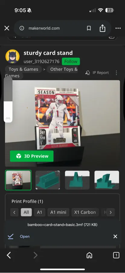 3D Printer Files | 3MF File | Sturdy card stand | Creality Cloud