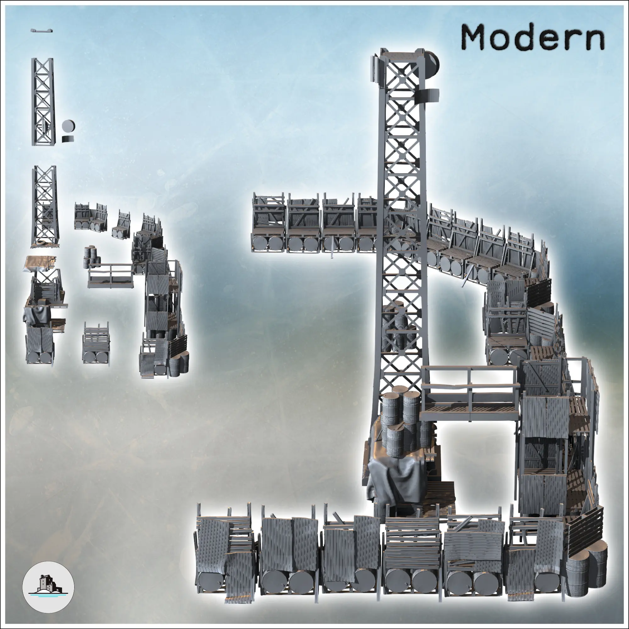 Post-apocalyptic modern fortifications with sheet metal barr | 3D ...
