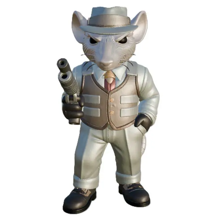 Characters & Creatures STL Download - Mafia Rat with shotgunby Neuron