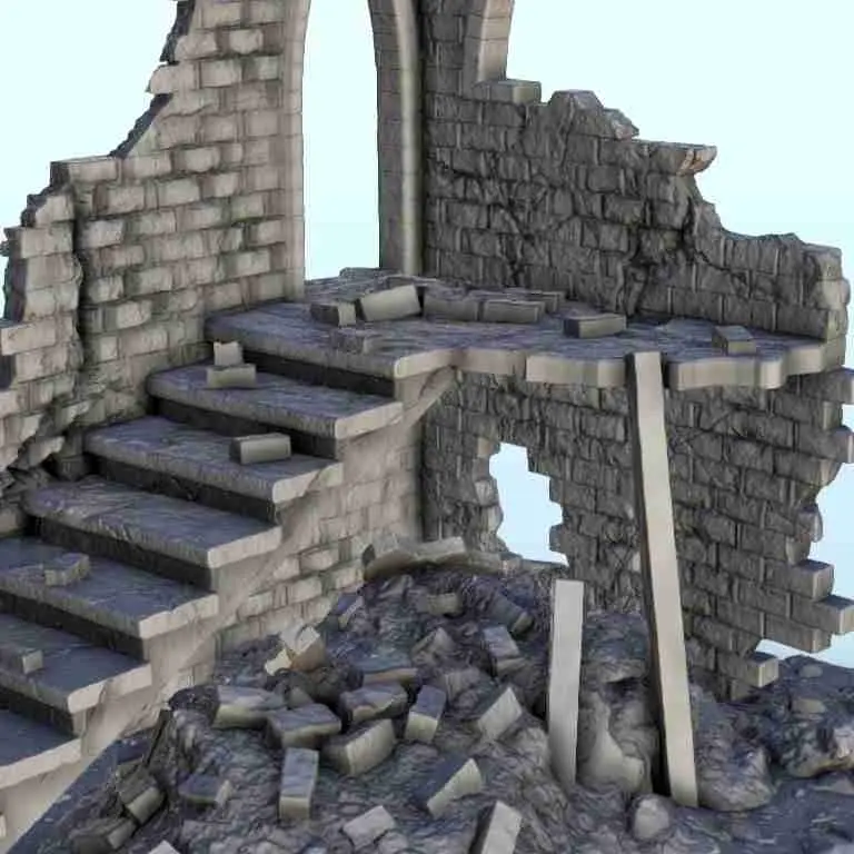 Other STL Download - Corner ruins with stair 22 - miniatures scenery ...