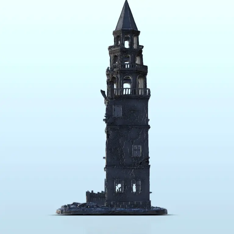 Other STL Download - Ruined bell tower with house 13 - WW2 Terrain ...
