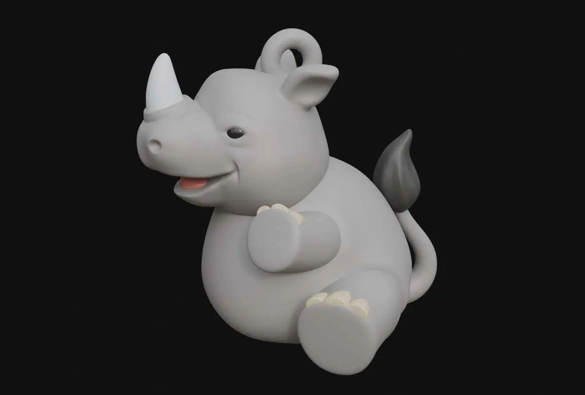Characters & Creatures STL Download - Chibi Rhinoceros Keychain ...