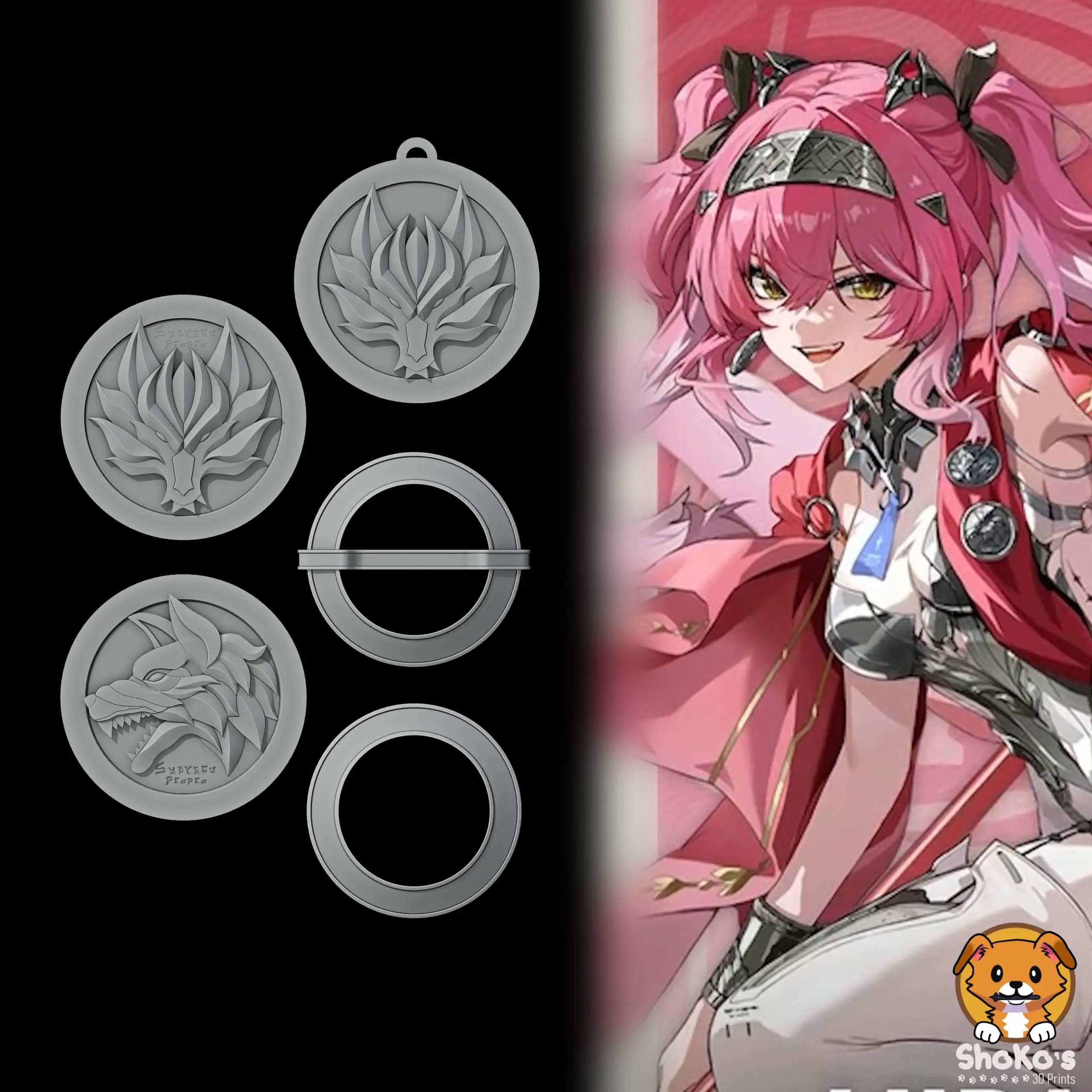 Cosplay STL Download - Lupa - Medallions and Earrings - Wuthering Waves ...