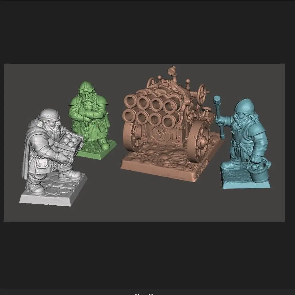 Miniature Games & Accessories STL Download - Dwarf multi canon teamby HGS67