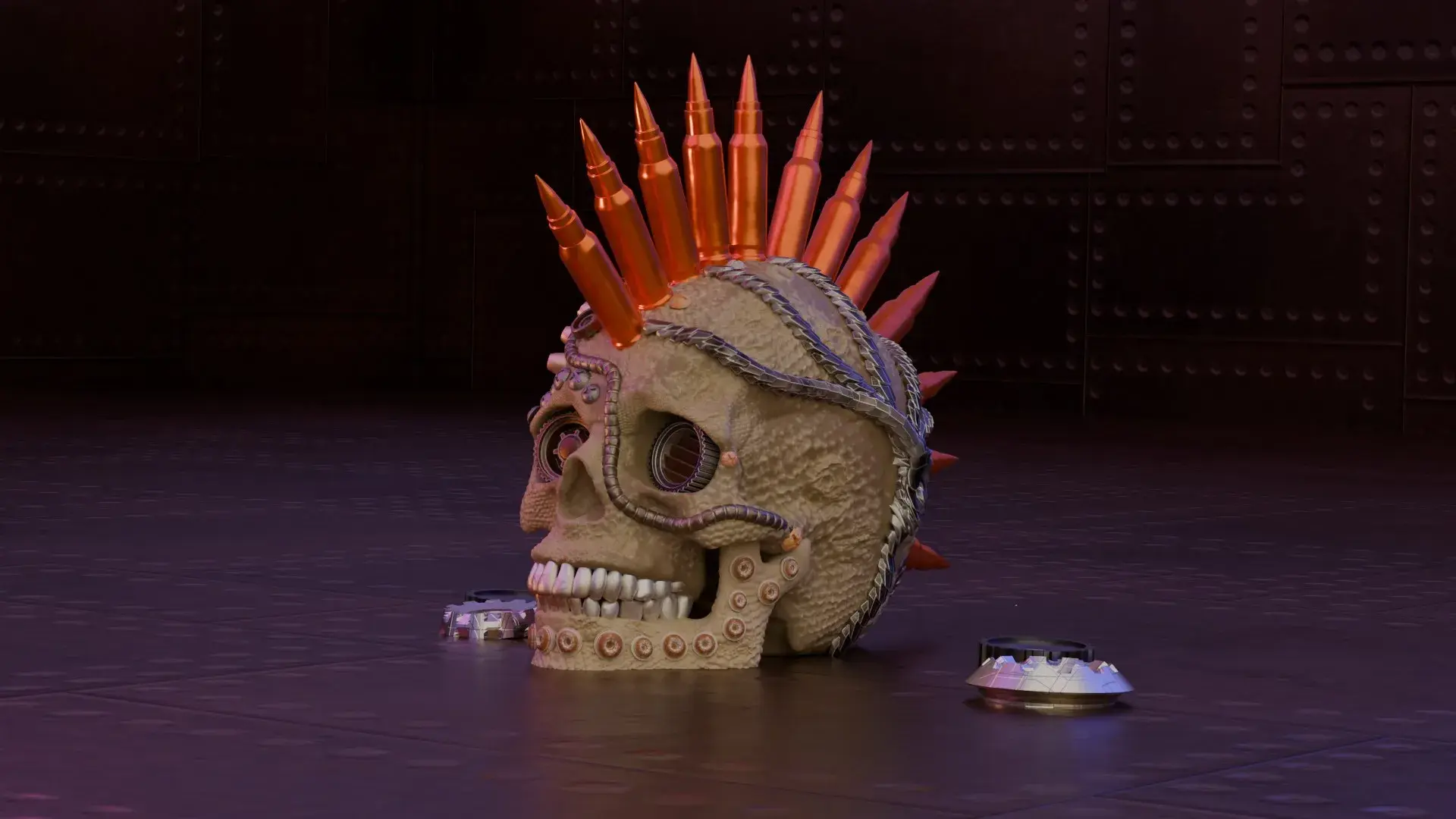 Sculptures & Artworks STL Descarga - Steampunk Bullet Mohawk skull ...