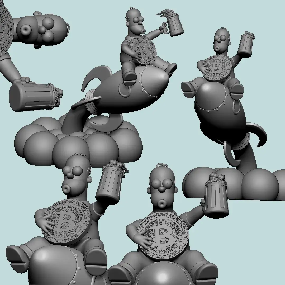 Characters & Creatures STL Download - Homer Simpson To The Moonby Art ...