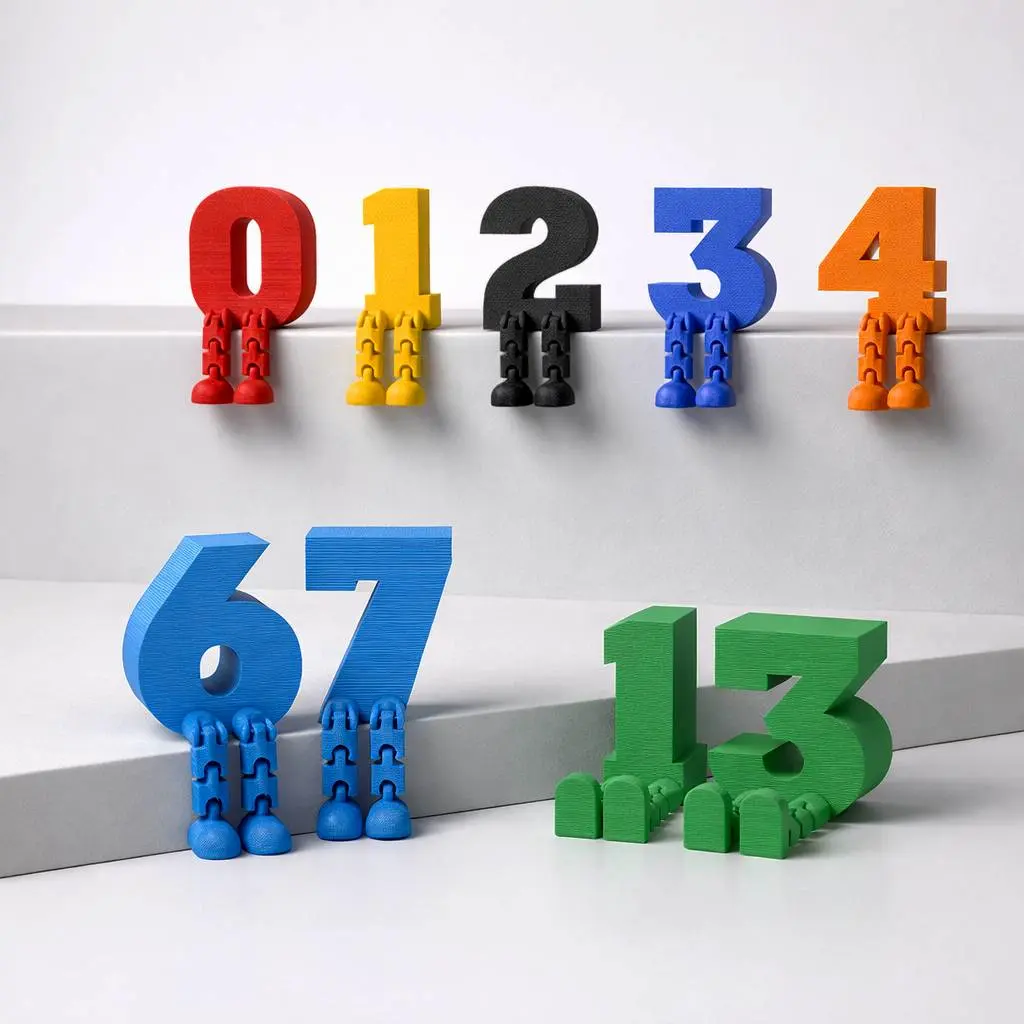 Home Decorations & Ornaments STL Download - Articulated Number Set | 0 ...