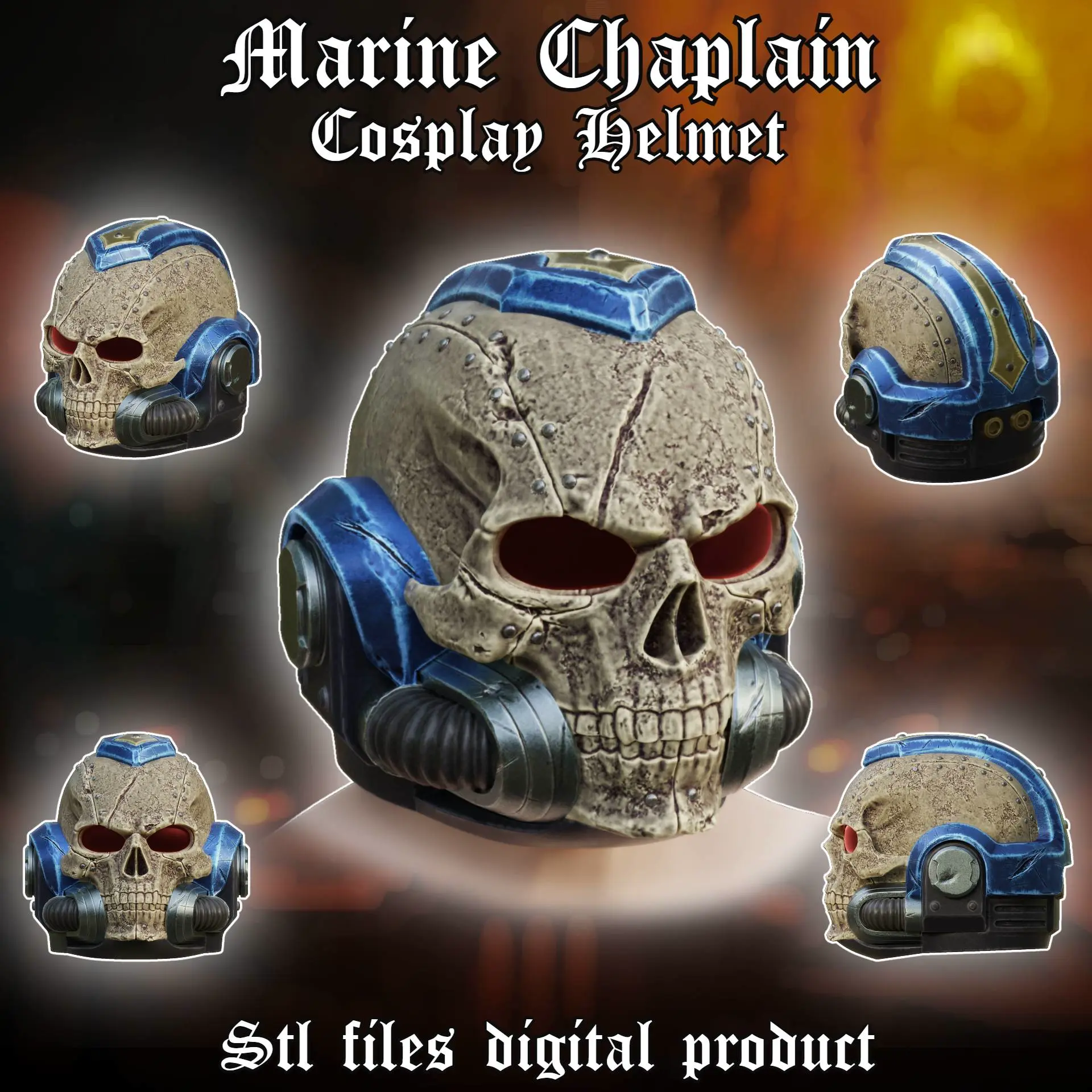 Cosplay STL Download - Space Marine Chaplain Helmetby Krotek-inc