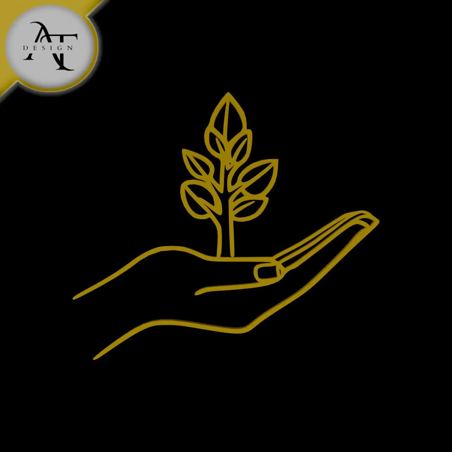 Home Decorations & Ornaments STL Download - Plant in hand - Line Art ...