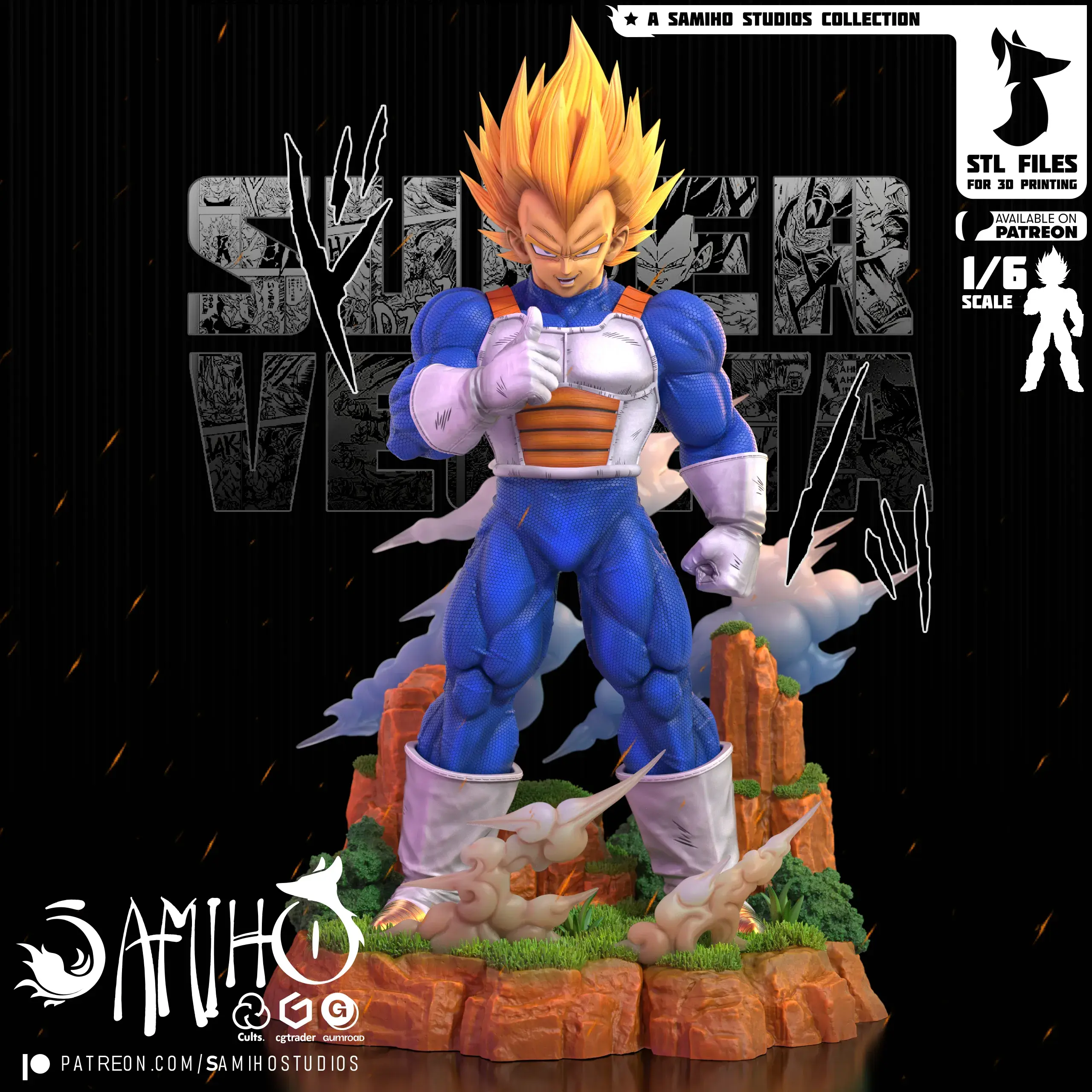 Characters & Creatures STL Download - Samiho Studios - Super Vegeta ...