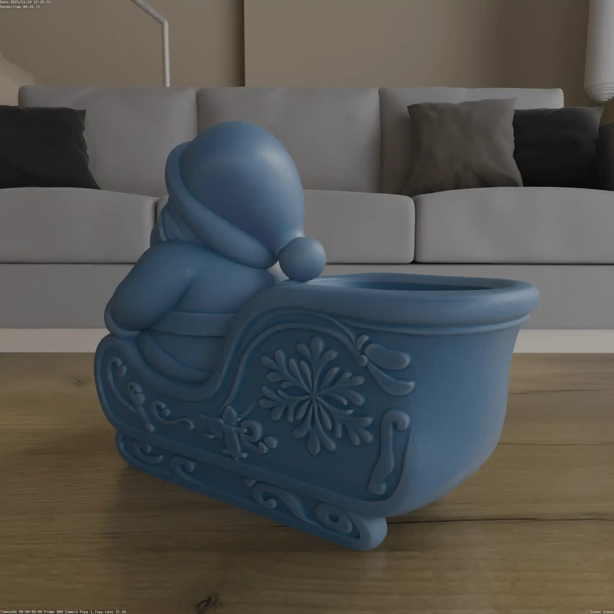 Home Decorations & Ornaments STL Download - Festive Santa Sleigh ...