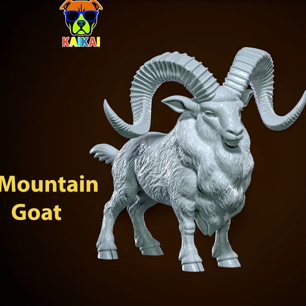 Characters & Creatures STL Download - Goat - Longhorned mountain Goat ...