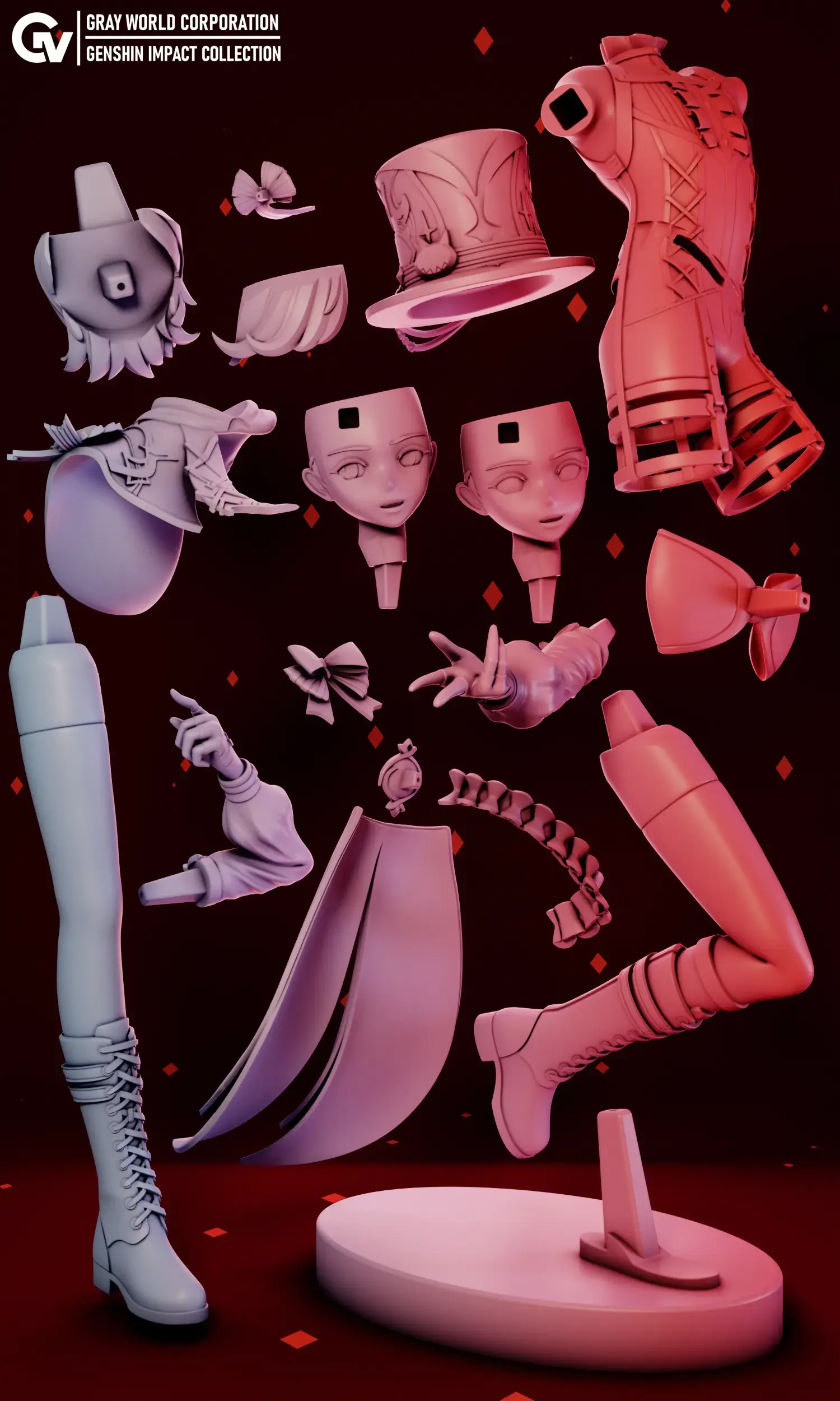 Characters & Creatures STL Download - Lyney | Genshin Impactby Gray ...