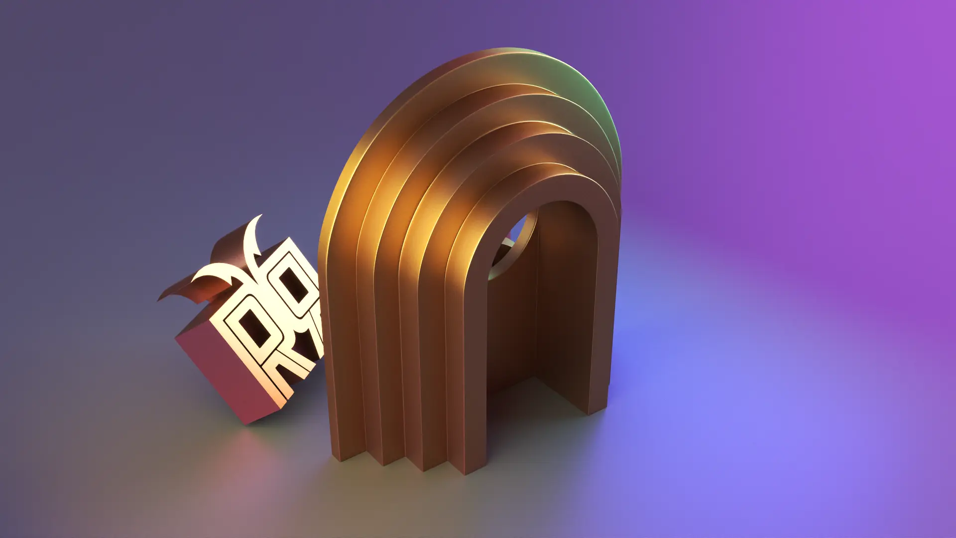 Digital Art STL Download - Arch form desktop decor object 03by rexer_3d