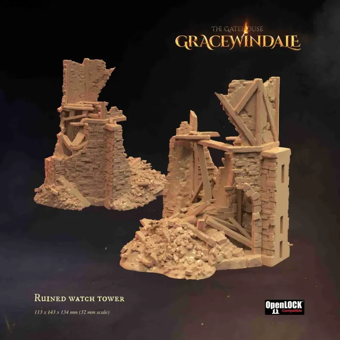 Other STL Download - Gatehouse - Ruined Watchtower And Wallsby Gracewindale