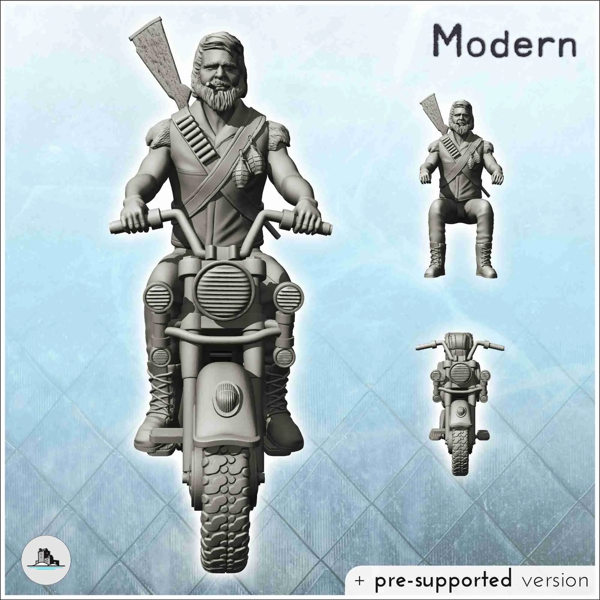 Other STL Download - Biker smoking with grenades and rifle (2 ...
