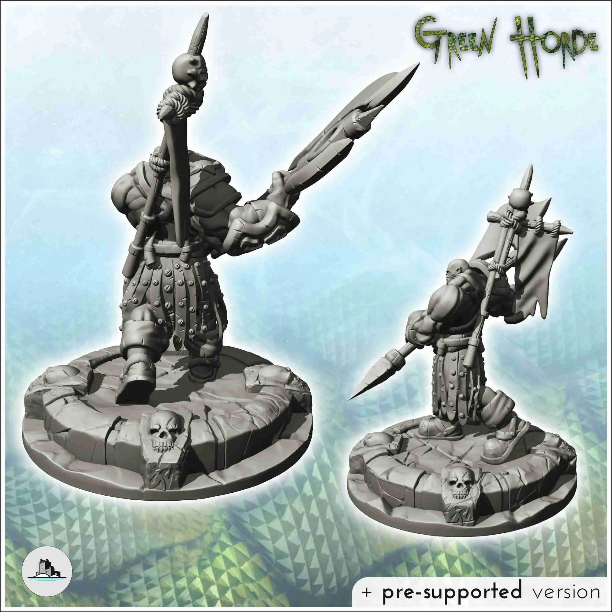Characters & Creatures STL Download - Solid orc warrior with heavy armor and two-handed axe (5 ...