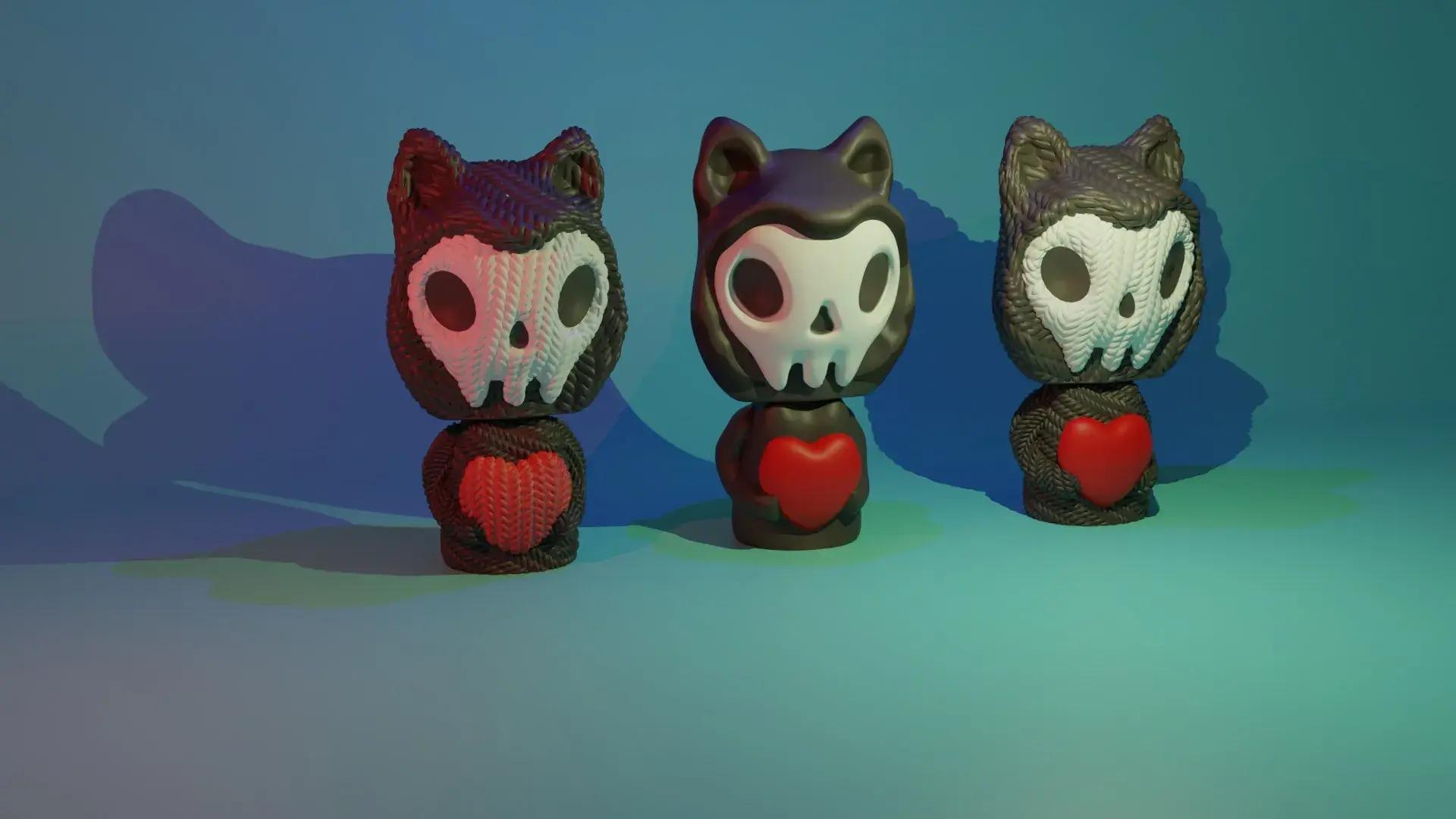 3D Printer Files | 3MF File | Spookie Cat with heart - 3 types ...
