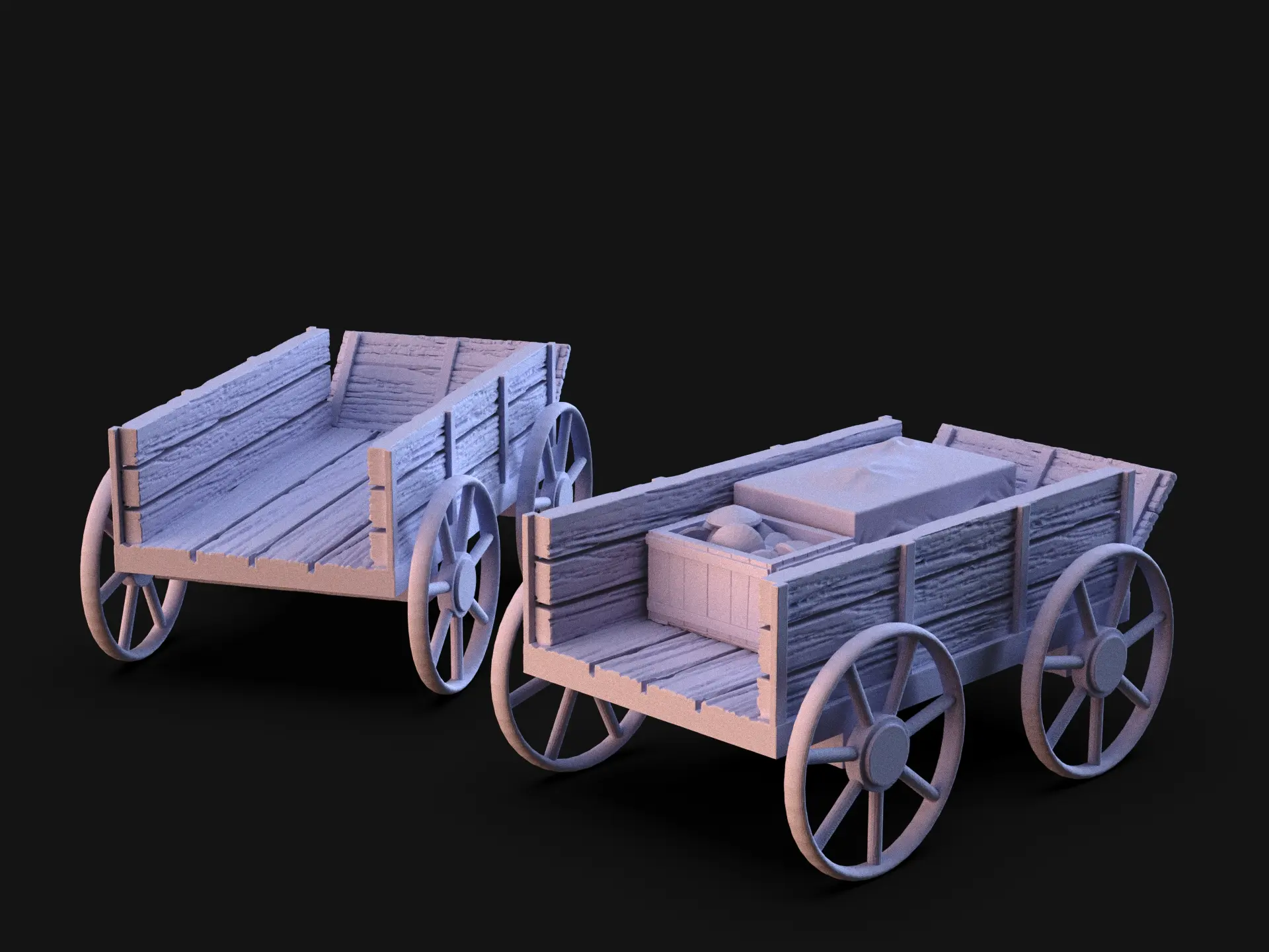 Miniature Games & Accessories STL Download - Pack 2 carts, empty and ...