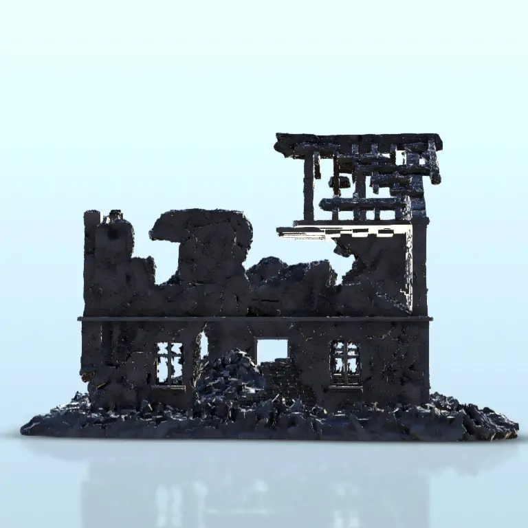 Props & Terrain STL Download - Ruined floored building 14 - WW2 Terrain ...