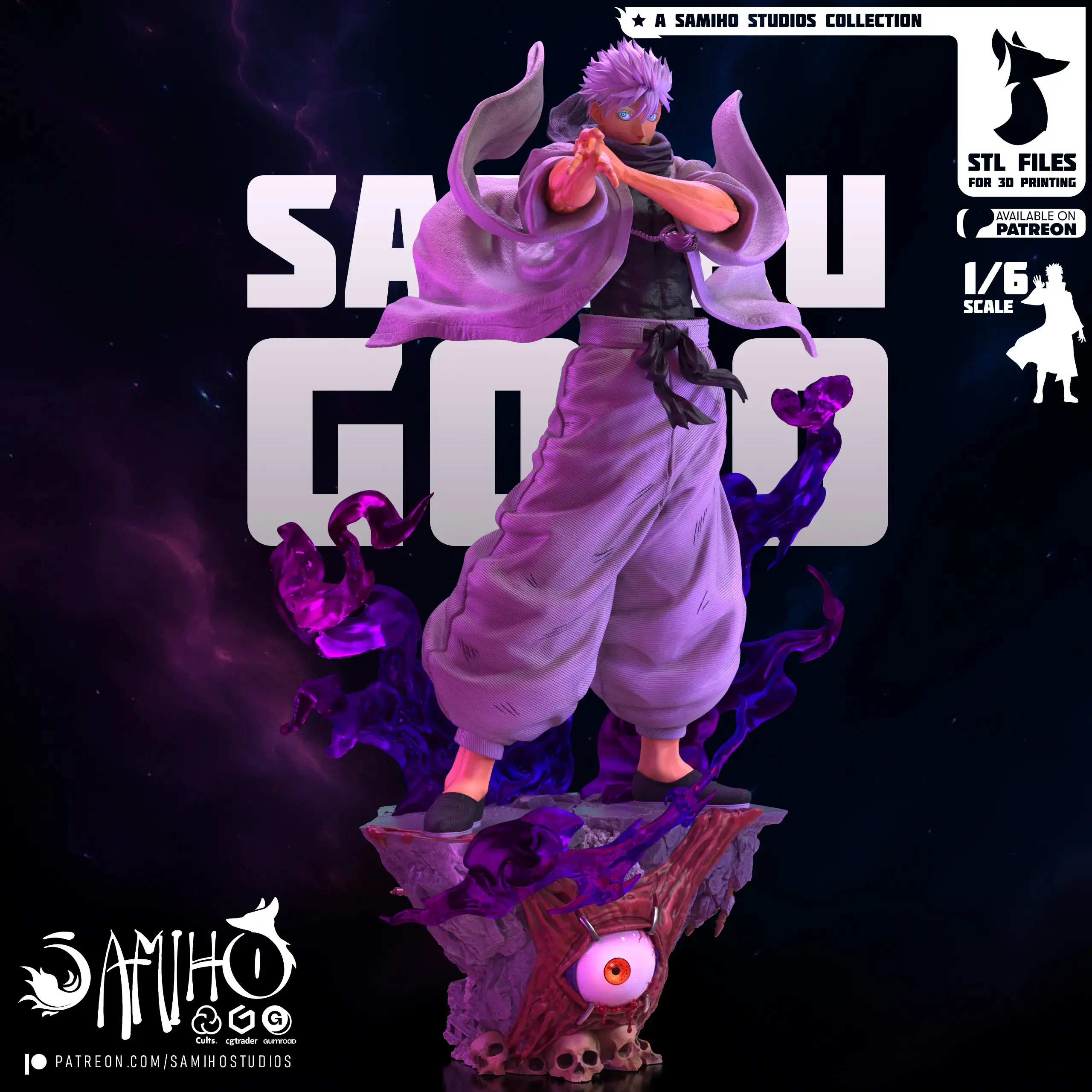 Characters & Creatures STL Download - Samiho Studios - Satoru Gojo ...