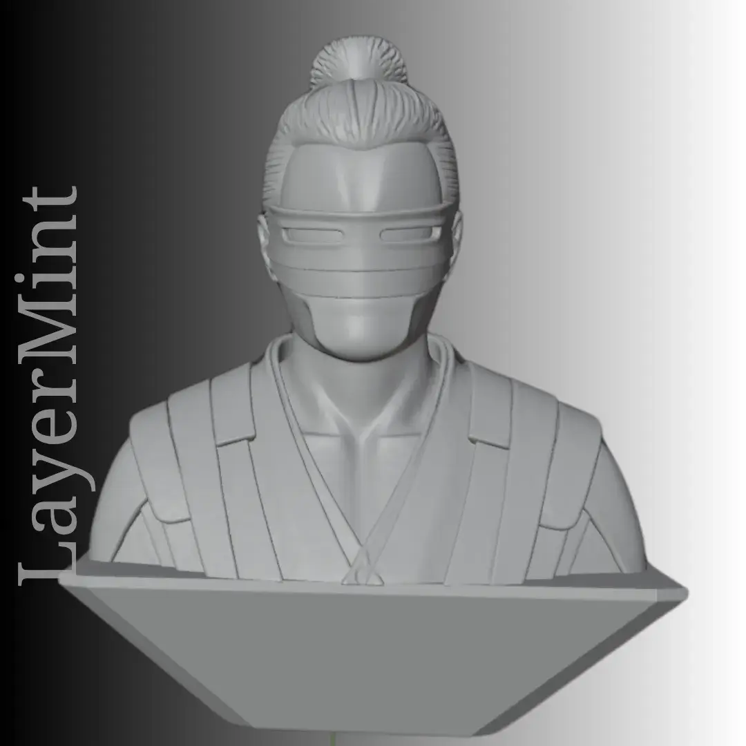 Digital Art STL Download - Cyber Samurai Bust Masked STL 3D Print ...