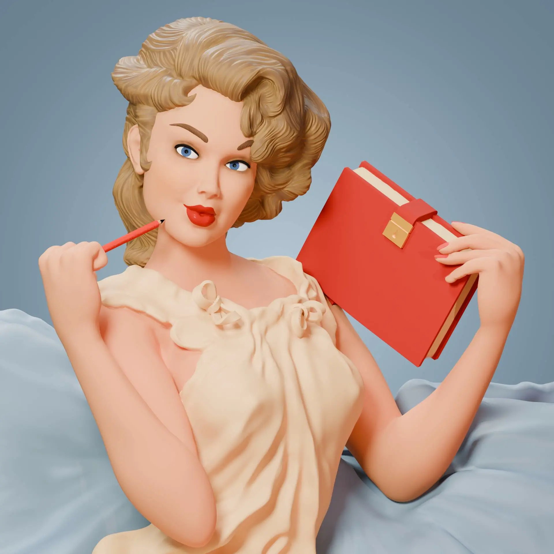 3D Printer Files | 3MF File | Thinking of You Pin-up Figurine Printable ...