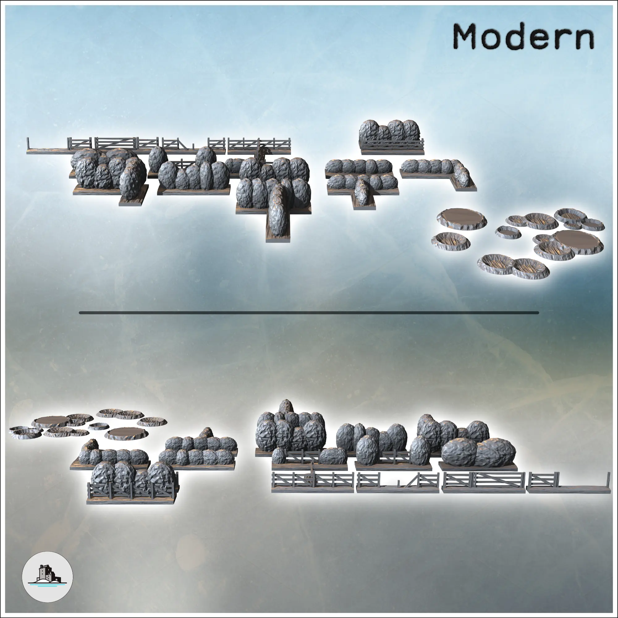 Props & Terrain STL Download - Set of natural scenery with bushes ...